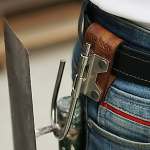 Tourbn TOURBON Vintage Leather Tool Holder Drill Hook ( Pack of 2 Pieces ) - Brown (Brown), Medium