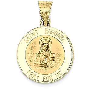 IceCarats 14K Yellow Gold Saint Barbara Medal Necklace Charm Pendant Only