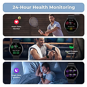 TIFOZEN Smart Watch for Men Women(Answer/Make Calls), 1.39" HD Fitness Tracker Watch with 30 Sport Modes, Heart Rate/SpO2/Sleep Monitor, IP68 Waterproof Activity Tracker for iPhone & Android, Black