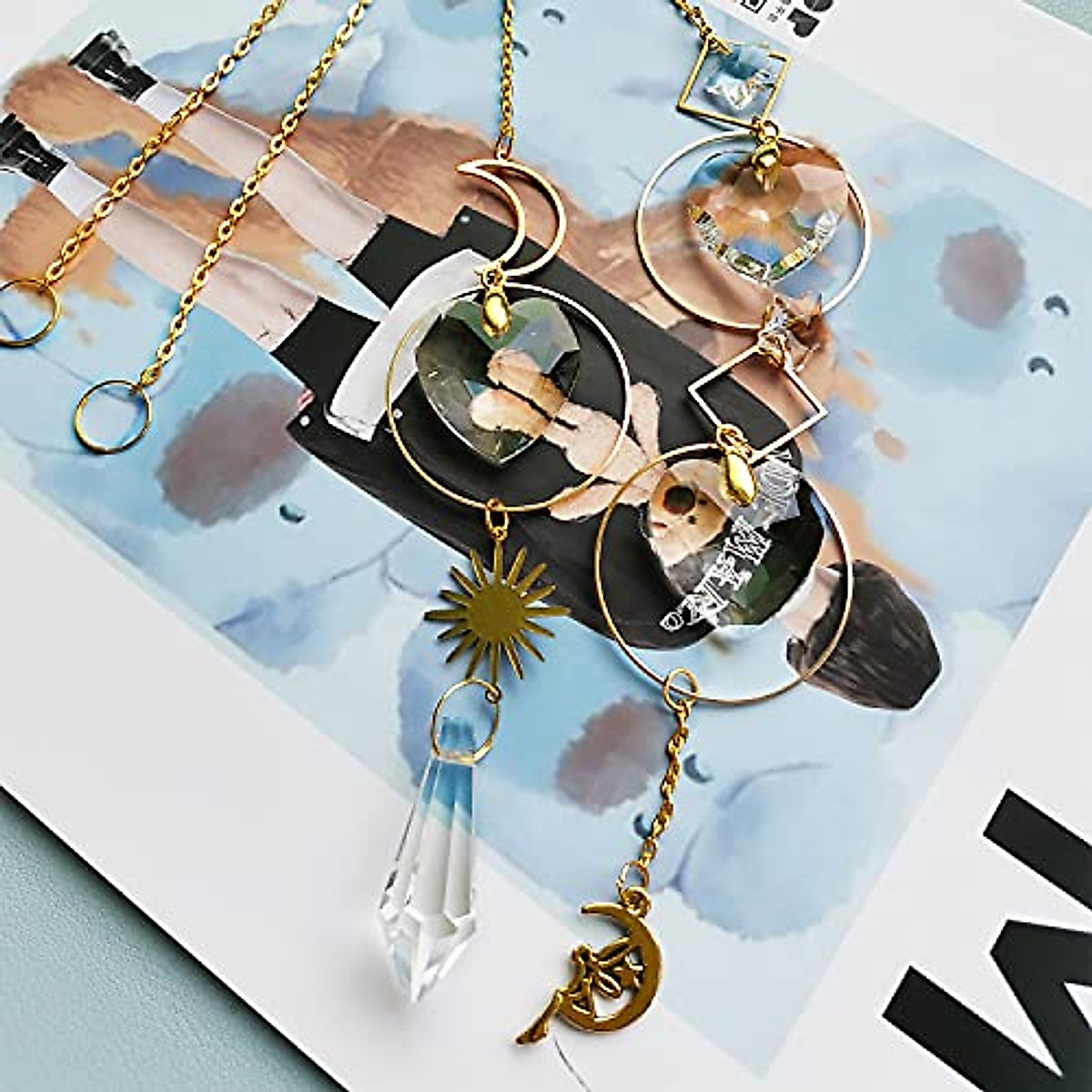 WEISIPU Crystal Hanging Decorations - 2 Pcs Heart-Shaped Rainbow Crystal Suncatcher Hanging Prism Ornament Pendant for Home Garden Car Decor