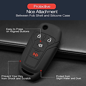 INFIPAR 2pcs Compatible with Ford Transit-150 250 350 HD E-Transit Connect Maverick F-150 Lightning F-250 F-350 F-450 F-550 Super Duty F-650 F-750 Ranger Black Key Fob Cover Case Key Chain Holder