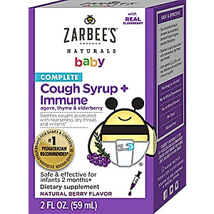 Zarbee's Naturals Complete Baby Cough Syrup Immune with Agave/Thyme & Elderberry, 2 Fl Oz (Pack of 1)