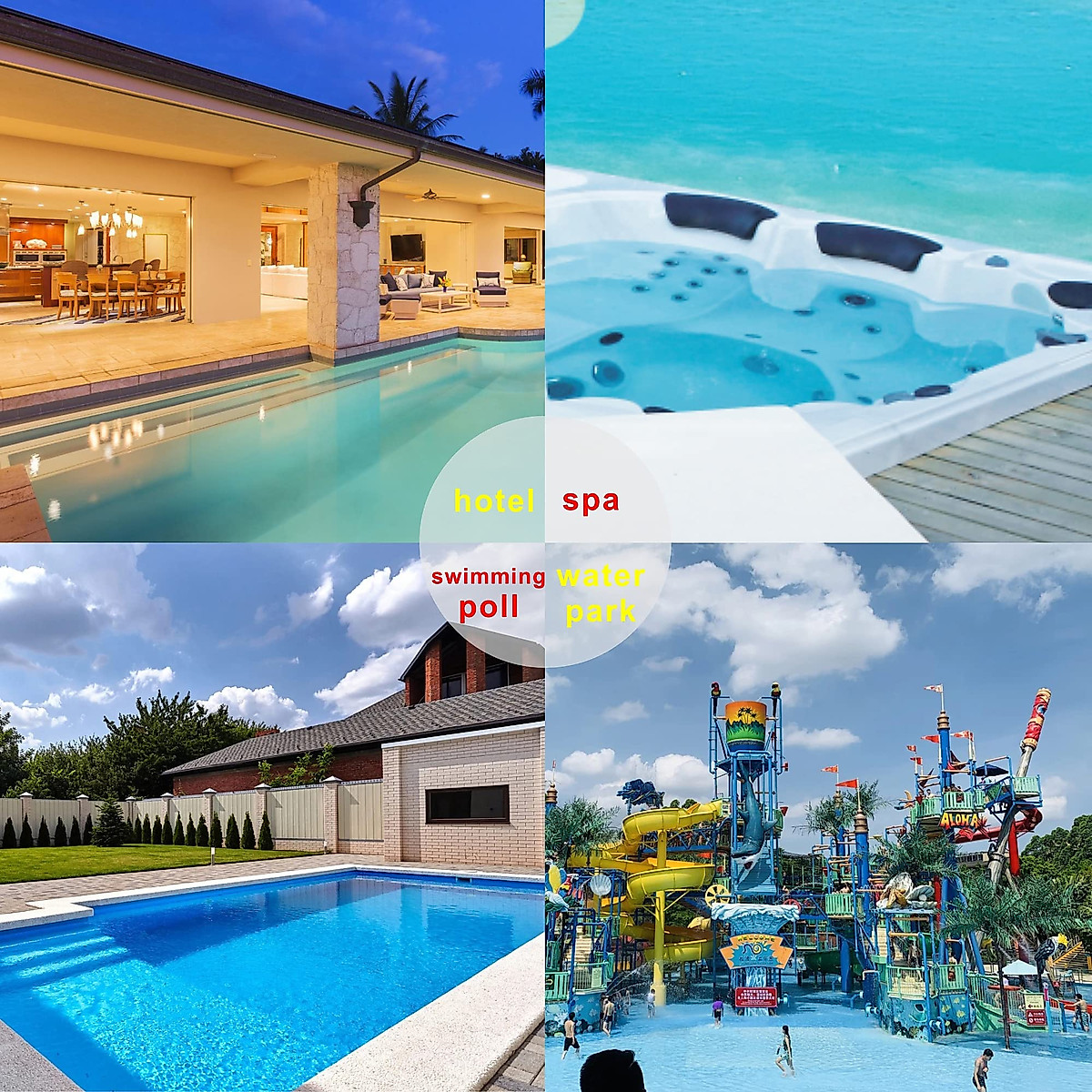 Fimimo 5.5" Stainless Steel Bristles Pool Brush, Swimming Pool Brushes with Handles for Cleaning Pool Walls, Tile, Floors to Fit Most Poles