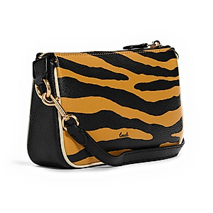 Coach Womens Nolita 19 With Tiger Print In Leather Honey/Black Multi