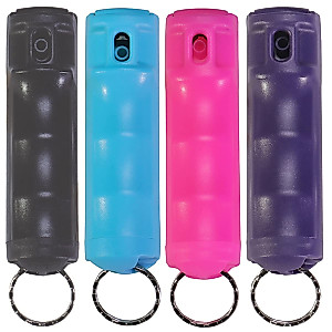Zarc Vexor Police Strength Pepper Spray, Flip-Top Finger Grip, 20+ Shots, 10-12 Ft. Range - 4 Pack | Multi Color