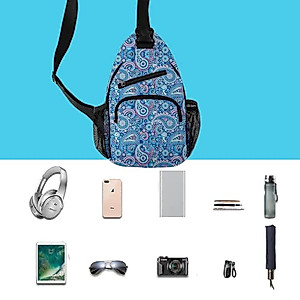 JZPM Sling Backpack, Travel Shoulder Hiking Bag for men women, Cashew nut flower Crossbody Chest Daypack, Blue