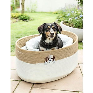 Generic LATCHI cotton rope Basket - Dog Toy, Pet Tool, Kid's Room, Laundry, Shelf, Towel, Nursery, Blanket Organizer - Gift - 18"" L x 12"" W x 10"" H (BEAGLE)