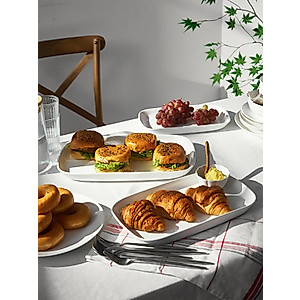 DOWAN Serving Platters and Trays for Wedding Decor, 16"/14"/12" Serving Dishes for Entertaining, White Porcelain Plates Set of 3