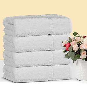 Chakir Turkish Linens 100% Cotton Premium Turkish Towels for Bathroom | 27'' x 54'' (4-Piece Bath Towels - White)