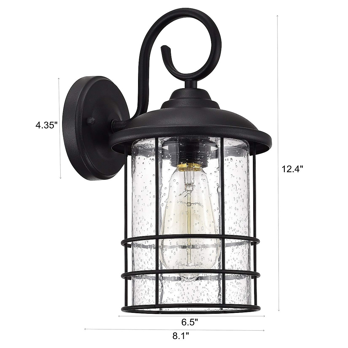 MICSIU 12 Inch Outdoor Wall Lantern 2 Pack, Textured Black Exterior Wall Sconce with Clear Seedy Glass, Waterproof Outside Porch Lights for House, Entryway, Home, Patio, Garage, Doorway