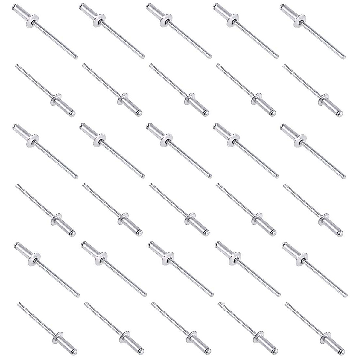 Glarks 200Pcs 1/8" x 3/8" Aluminum Body Steel Mandrel Dome Head Blind Rivets Set for Sheet Metal, Automotive, Railway, and Duct Work