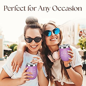 shop4ever A Wise Woman Once Said F This And She Lived Happily Ever After Engraved Insulated Stainless Steel Wine Tumbler with Lid 12 oz. Funny Divorce Retirement Feminist Gift (Purple Sparkle)