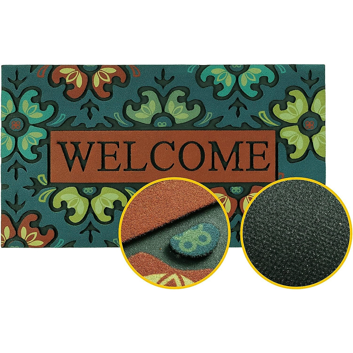 CHICHIC Door Mat Welcome Mat 18x 30 Inch Front Door Mat Outdoors for Home Entrance Outside Entry Way Doormat, Heavy Duty Non Slip Rubber Back Low Profile, Flower Welcome