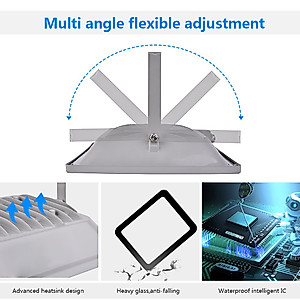 Viugreum 100W LED Flood Light, Waterproof IP65 Outdoor Work Lights, 110V 8000LM Daylight White(6000K), Super Bright Security Floodlights, Wall Lights for Garage, Garden, Yard