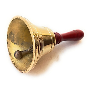 Solid Brass Bell - Hand Bell - Ship Dinner Call Bell School Table Bell W wood Handle - Wedding Bell Gifts