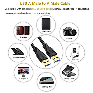 FXAVA USB to USB Cable, USB Cable Male to Male Type A to Type A Cable for Data Transfer Compatible with Hard Drive Enclosures, Laptop Cooler and More - 3.3FT