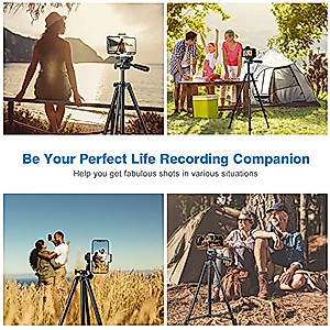 Ubeesize Tripod CT50 50” Phone Tripod Stand, Aluminum Lightweight Tripod for Camera and Phone, Cell Phone Tripod with Phone Holder and Carry Bag, Compatible with iPhone & Android