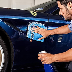 MW Pro Microfiber Car Towels (16"x 24") | 400 GSM | 80/20 Blend | Tagless | Soft Satin Piped Edges | All-Purpose Auto Detailing - Wax, Buff, Polish, Wash, Dry | 3 Pack (Blue)