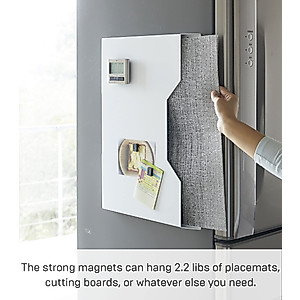 Yamazaki Home Tower Magnetic Placemat Rack/Placemat Organizer/Pocket Wall File - Steel, One Size, White