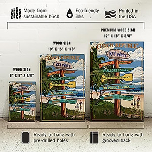 Lantern Press 6x9 Inch Wood Sign, Ready to Hang Wall Decor, Key West, Florida, Conch Republic, Destination Signs,