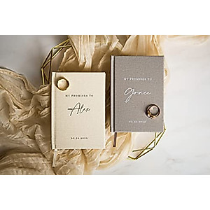 Vow Books Set of 2 (Promises Design) - Custom Hard Cover Luxury Modern Wedding Ceremony or Vow Renewal Booklets, Bride Groom Gifts, Engagement Party or Reception Speech Notes