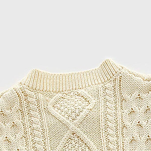 Infant Baby Boys Cardigan Crochet Sweater Toddler Knit Button up Casual Sweatshirt Beige