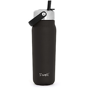 S'well Recycled Stainless Steel Explorer with Flip Straw Lid, 24oz, Onyx, Triple Layered Vacuum Insulated Containers Keeps Drinks Cold for 36 Hours and Hot for 8