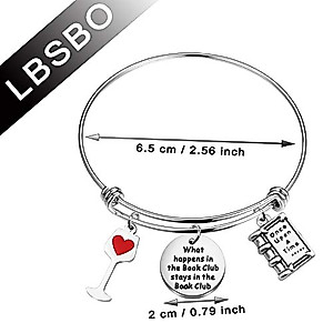 CENWA Book Club Gifts What Happens In The Book Club Stays In The Book Club Bracelet Book Lady Book Lover Gift (Book Club Br)