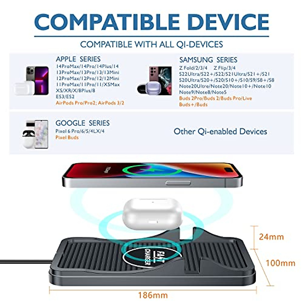 Wireless Charging Pad for Car 15W 10W 7.5W Qi Fast Wireless Car Charger Pad Car Phone Holder Wireless Charger Mount for iPhone 14 13 12 Pro Max 11 8 Plus X XR Xs Samsung S21 S20 S10 S9 Note 9 LG