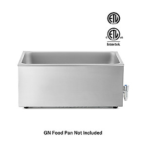 WILPREP Commercial Food Warmer, 12 x 20 in Full Size Electric Countertop Food Warmer with 1200W Power, Stainless Steel Bain Marie Buffer Server with Faucet for Parties Buffets Restaurants