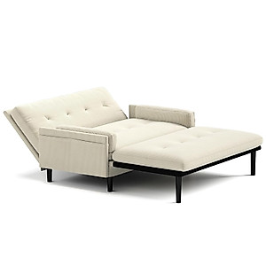 3 in 1 Sleeper Sofa Couch Bed, Convertible Loveseat Futon Sofa with 5 Level Adjustable Backrest, Corduroy Pull Out Couch, Modern Love Seat Pullout Bed for Small Space Living Room, Bedroom, Ivory