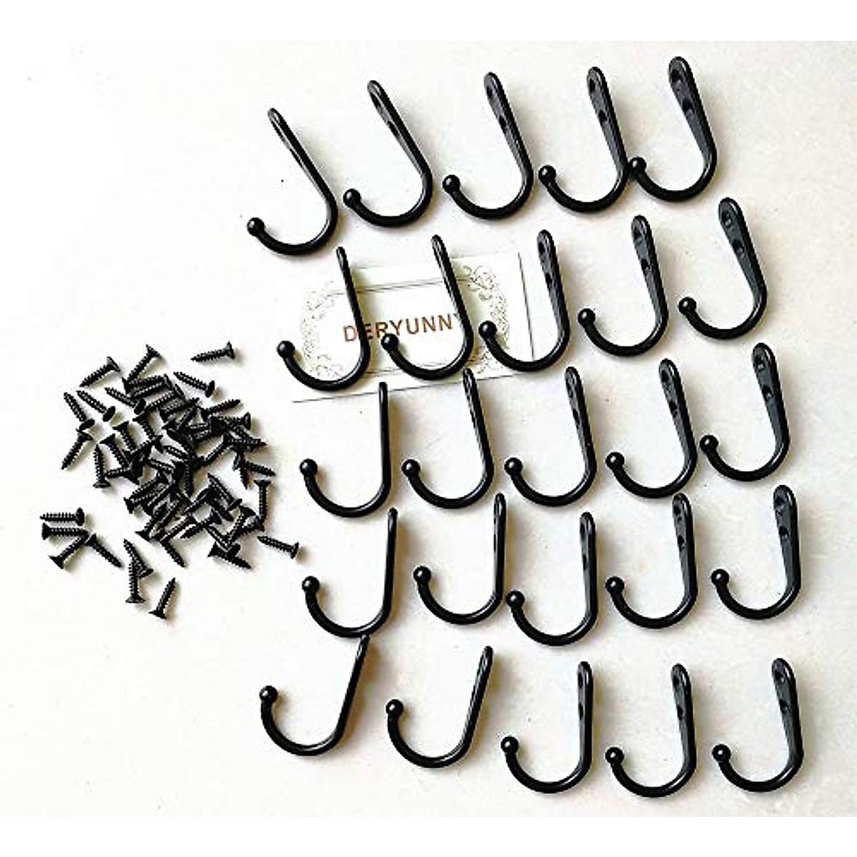 PAINISTIC 25 Pieces Wall Mounted Coat Hook Robe Hooks Cloth Hanger Coat Hanger Coat Hooks Rustic Hooks and 54 Pieces Screws for Bath Kitchen Garage Single Coat Hanger Black Color