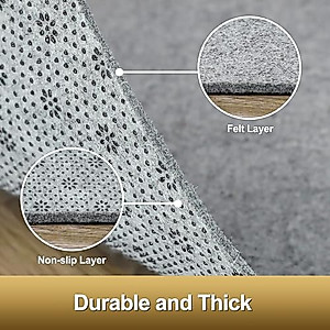 ITSOFT Ultra Premium Non Slip Felt Area Rug Pad, Thick Cushioned Gripper Pad for Hardwood Floors Under Carpet Protects Floors, 1/4" Thickness, 5 x 8 Feet