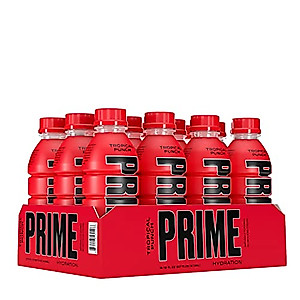 Prime Hydration with BCAA Blend for Muscle Recovery - Tropical Punch (12 Drinks, 16 Fl Oz. Each)