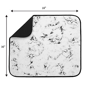 S&T INC. Dish Drying Mat for Kitchen, Absorbent, Reversible Microfiber Dish Mat, 16 Inch x 18 Inch, Bright Marble