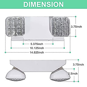 OSTEK LED Emergency Exit Lighting Fixtures with 90 Minutes Long Backup Batteries, US Standard Adjustable Integrated LED Emergency Light for Commercial Hallways, Stairways, Fire Resistant