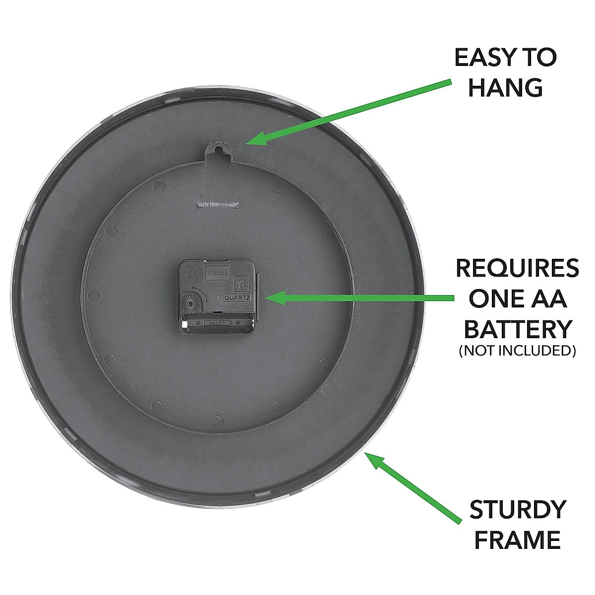 mDesign Modern Stylish Wall Clock for the Office, Bedroom, Kitchen, Bathroom, 11.5 Inch Diameter - Rose Gold Frame and Hands, Large Black Numbers on a Marble Background with a Clear Glass Cover