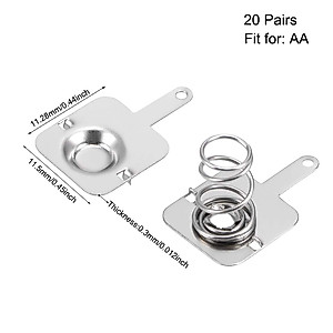 uxcell 20 Pairs AA Battery Positive Negative Conversion Spring Contact Nickeling Plate 11.28mmx11.5mm