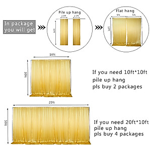 SweetEasy 2pcs 5ftx10ft Curtain Backdrop Panels,Wrinkle Free Fabric, Drapes for Baby Shower Parties Weddings Birthday Party Photoshoot Background Decoration(Golden)