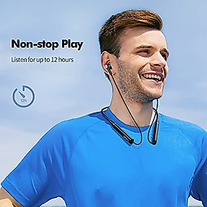 Bluetooth Earbuds, Doss Style N10 Bluetooth Neckband In-Ear Headphones with Clear Sound, 12H Playtime, IPX5 Sweatproof, Comfortable and Lightweight Wireless Earbuds for School, Indoor, Outdoor- Orange