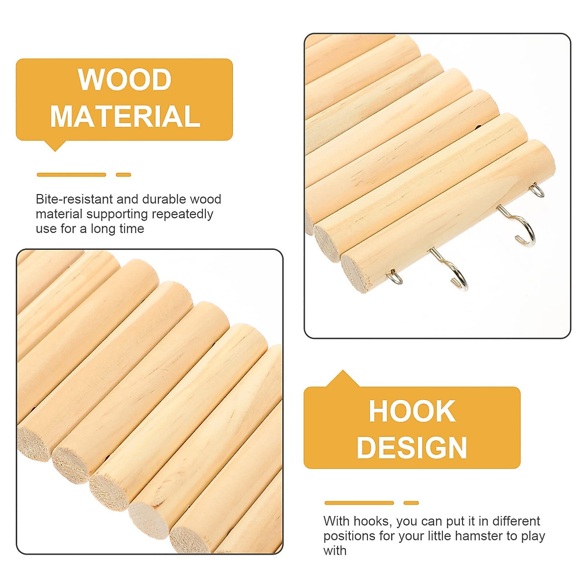 POPETPOP Guinea Pig Cages Hamster Wooden Ladder Hamster Climbing Toy Bendable with Hooks for Guinea Pig Small Pet Reptile Rat Gerbil Chinchilla Chipmunk Hedgehog Guinea Pig Hideout