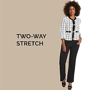 Rafaella Women's Curvy Fit Gabardine Bootcut Dress Pants with Pockets, Soft Stretch Work Slacks, 29" & 32" Inseams, Black, 12 Short