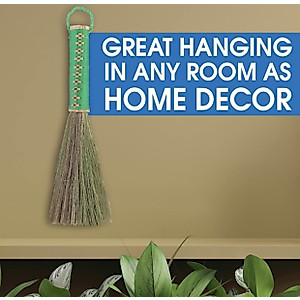 SN SKENNOVA - 14 inch Tall of Duster Brush Broom Bamboo Grass Embroidery Woven Nylon Thread Handle Multi Color on Random