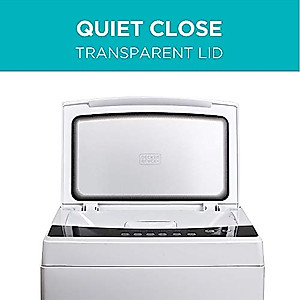 BLACK+DECKER Small Portable Washer, Washing Machine for Household Use, Portable Washer 1.7 Sq. Ft. with 6 Cycles, Transparent Lid & LED Display