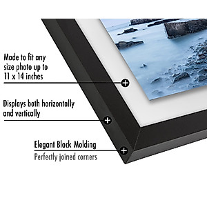 Americanflat 11x14 Floating Picture Frame in Black - Use as 11x14 Frame, 8x10 Floating Frame, or 5x7 Floating Frame with Polished Glass and Hanging Hardware - Horizontal and Vertical Formats for Wall