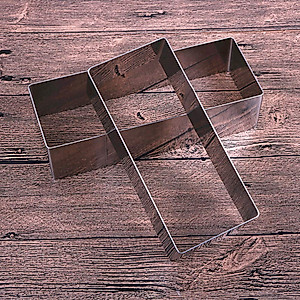 DOITOOL 2pcs Stainless Steel Rectangular Cake Mold Cutter Molding Forming Layering Cake Pastry Rings Cookie Biscuit Baking Cake Mold Rings (Size S/L)