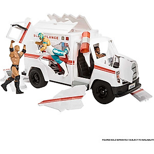 Mattel WWE Slambulance Wrekkin' Vehicle Breakaway Ambulance, for 6-Inch Action Figure