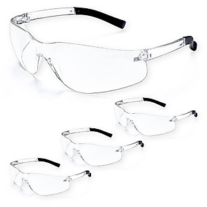 WFEANG Clear Safety Glasses Bulk of 4, Protective Eyewear for Men Women, ANSI Z87.1 Eye Protection Goggles with Clear Protective Lens for Work, Shooting, Lab,Cycling(Clear-4pack)