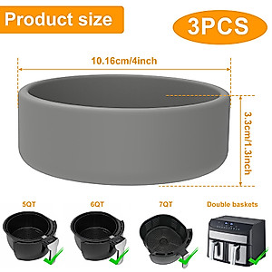 LZVXTYM 3Pcs Silicone Air Fryer Mold, 4-Inch Air Fryer Egg Pan, Microwave Egg Cooker, Dishwasher Egg Poacher Cups, Nonstick Egg Boiler Mold Cup, Reusable Egg Cooker Accessories for Baking (3Pcs-Grey)