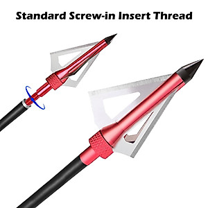Fixed Blades Stainless Steel Hunting Broadheads 3 Blades (Pack of 12)，Arrow Tips with Standard Screw-in Head for Crossbow Compound Recurve Bow Bow Archery Hunting